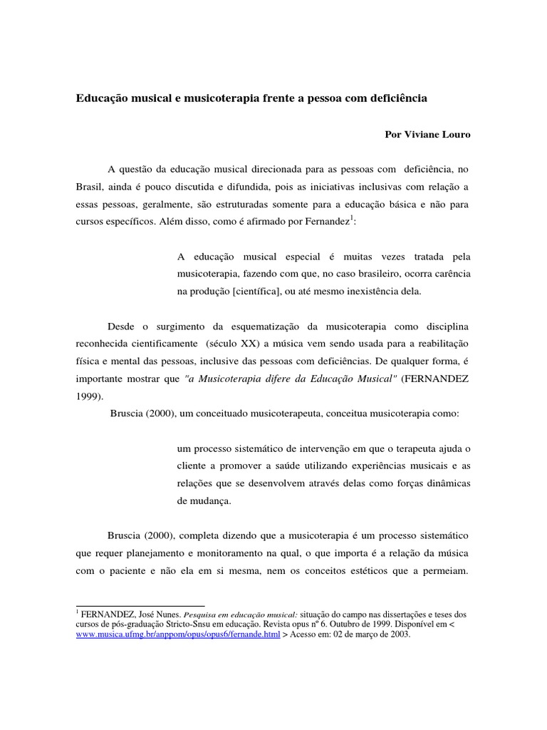 Musicoterapia e Educacao Musical-Libre | PDF | Educação Musical | Som Musicoterapia e Educacao Musical-Libre | PDF | Educação Musical | Som