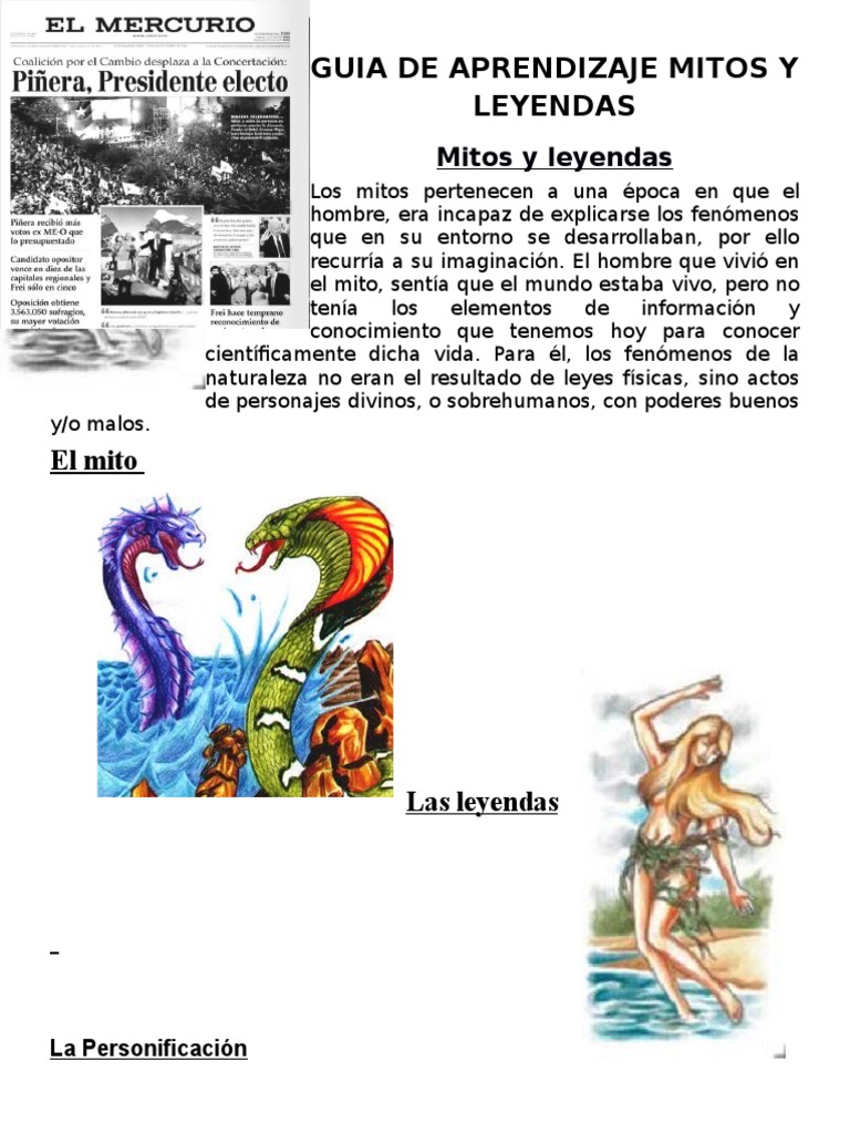 746 Guia de Aprendizaje Mitos y Leyendas | PDF | Verbo | Mitología