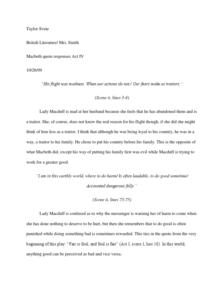 Act IV Quotes Macbeth | PDF
