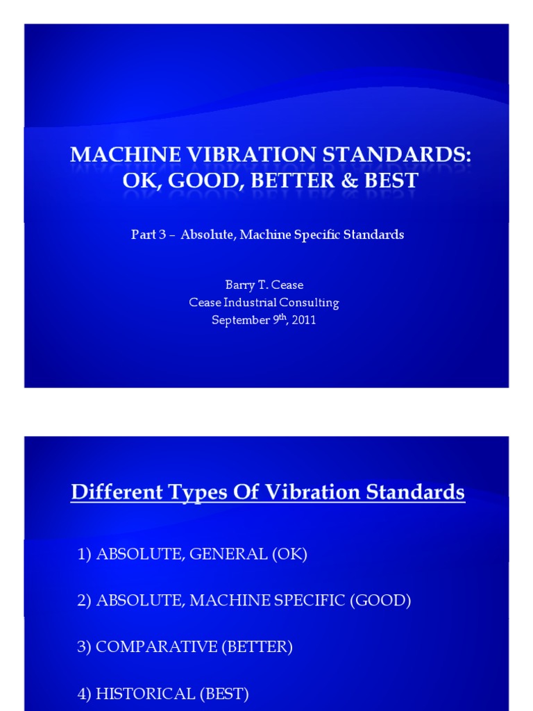 Machine Vibration Standards - Part 3 - Absolute-Machine Specific | PDF