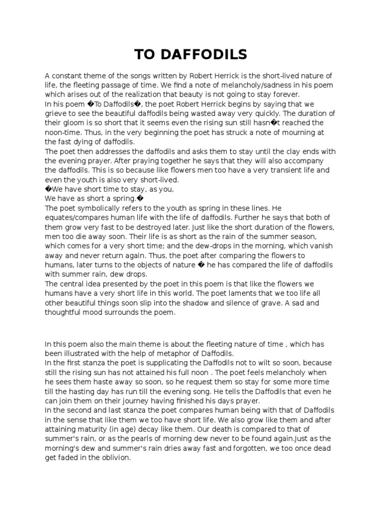 To Daffodils | PDF | Poetry