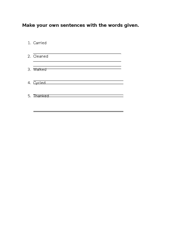 Make Your Own Sentences With The Words Given | PDF | Career & Growth ...