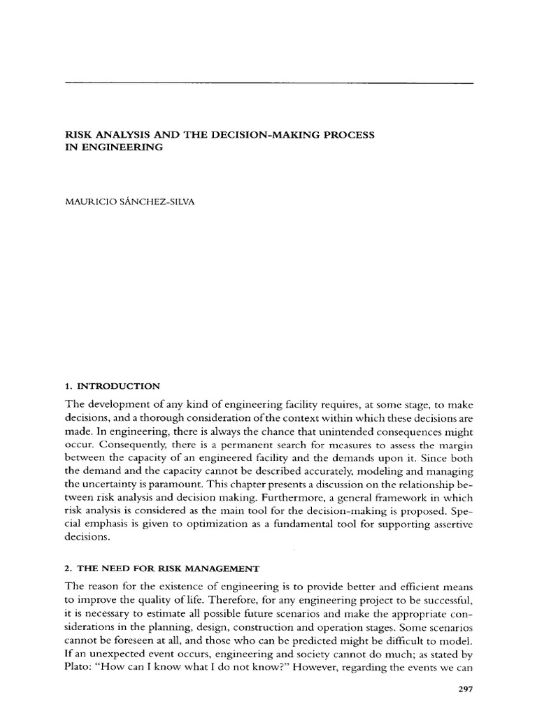Risk Analysis and The Decision-Making Process in Engineering | PDF ...