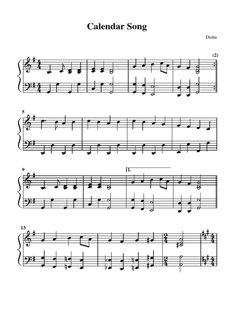 Calendar Song | PDF