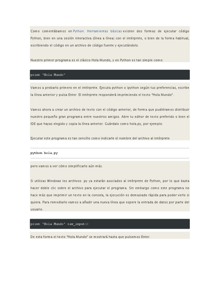 Hola Mundo Python | PDF | Programa de computadora | Programación