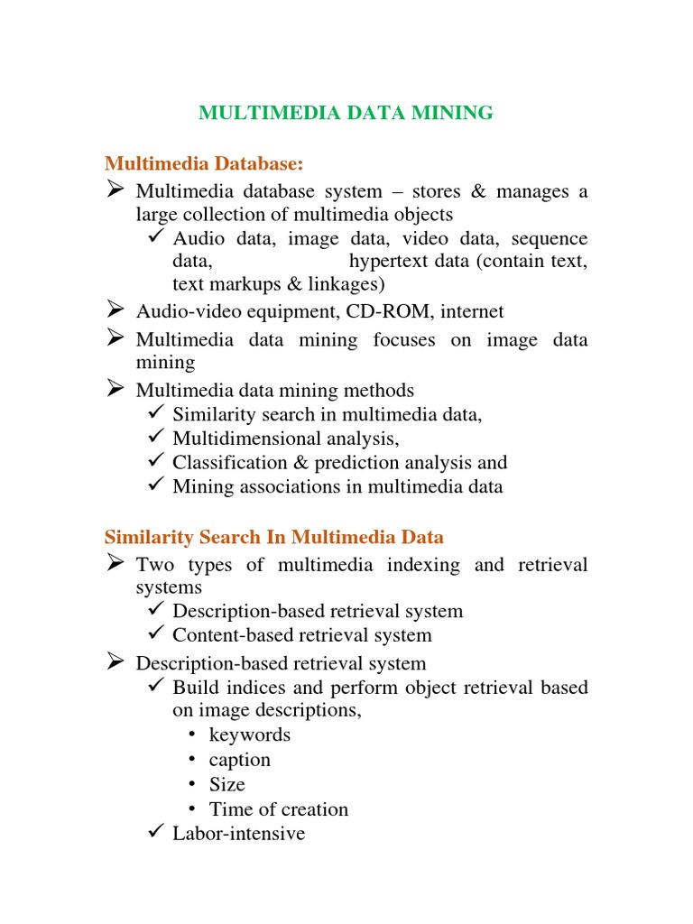 Data Mining-Multimedia Datamining | PDF | Information Retrieval | Video