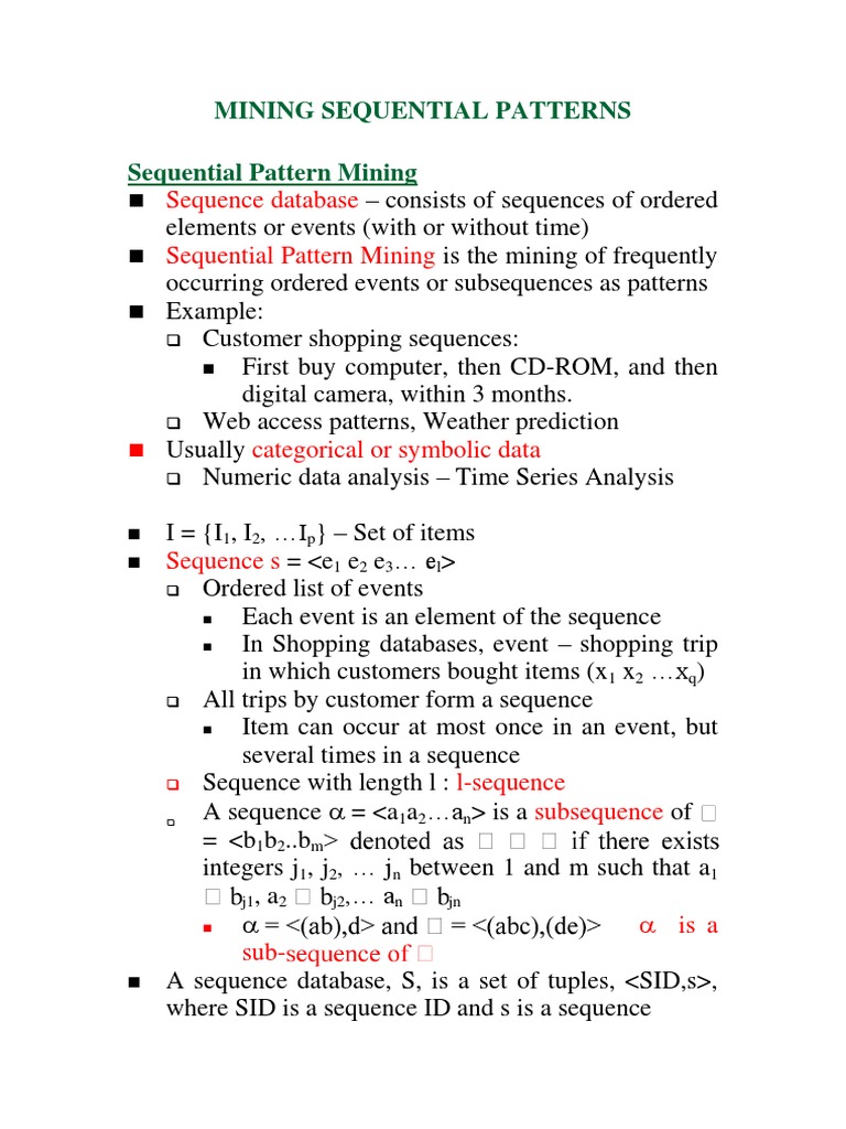 Data Mining - Mining Sequential Patterns | PDF | Sequence | Databases