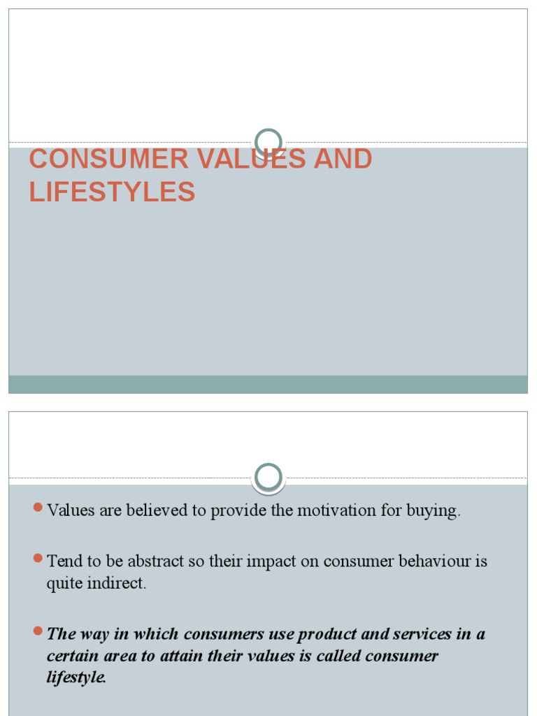 Consumer Values and Lifestyles Analysis | PDF | Value (Ethics ...