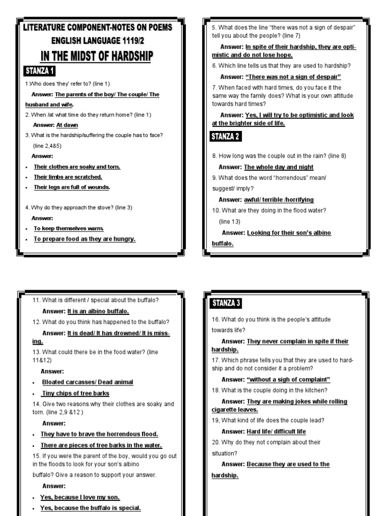SPM English Poems Q&A | PDF
