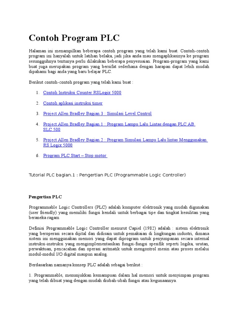 Contoh Program PLC | PDF | Teknologi & Rekayasa