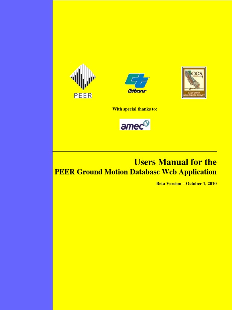 Peer Ground Motion Database Users Manual | PDF | Fault (Geology ...