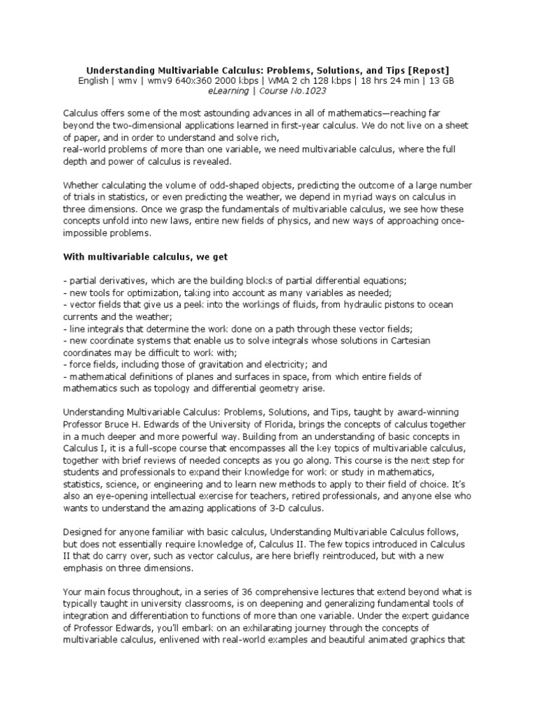 Understanding Multivariable Calculus | PDF | Integral | Derivative