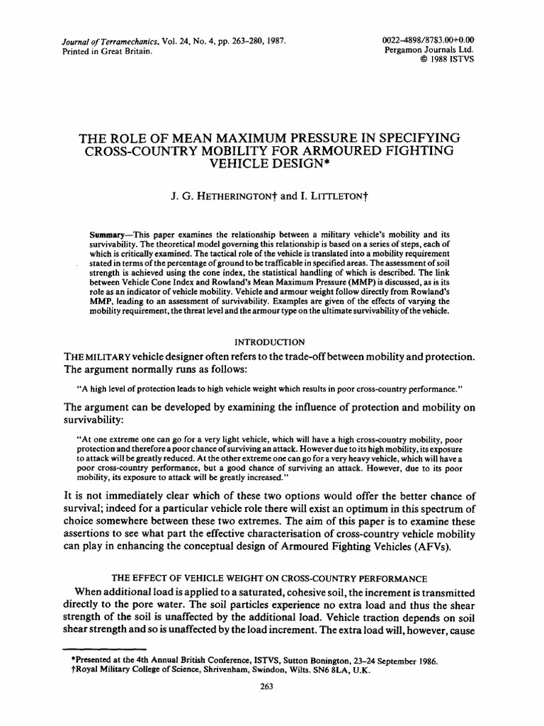 The Role of Mean Maximum Pressure in Specifying Cross-Country Mobility ...