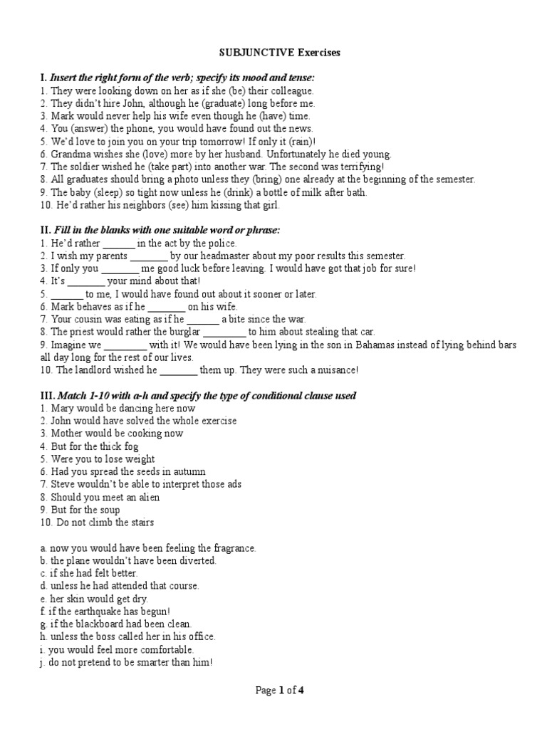 Subjunctive Exercises | PDF | Verb | Linguistic Morphology