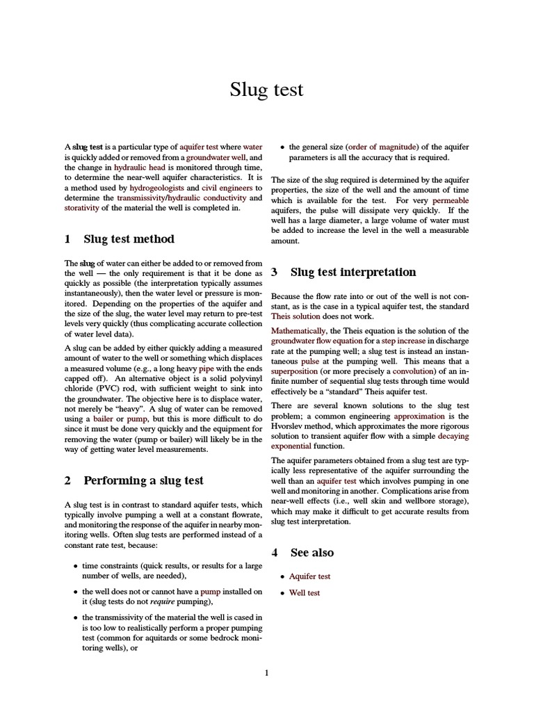 Slug Test | PDF | Hydrology | Hydraulics