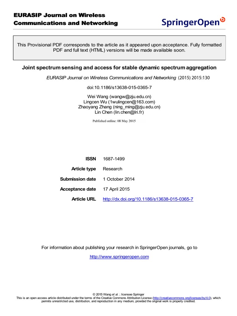 EURASIP Journal On Wireless EURASIP Journal On Wireless Communications and Networking ...