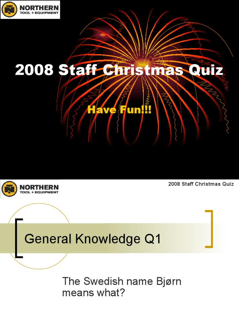 Staff Quiz Xmas 2008 | PDF | Christmas | Leisure