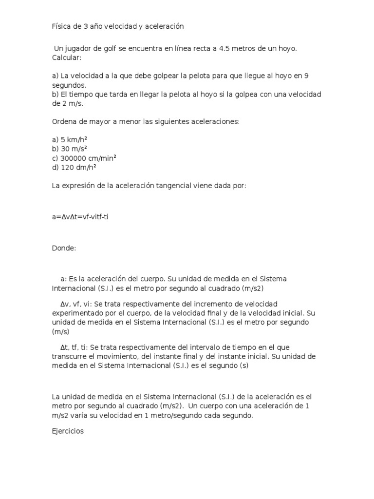 Velocidad y Aceleracion | PDF | Aceleración | Velocidad