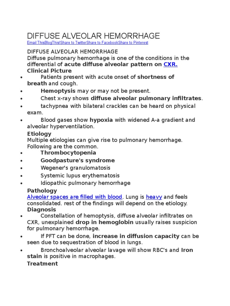Understanding Diffuse Alveolar Hemorrhage | PDF