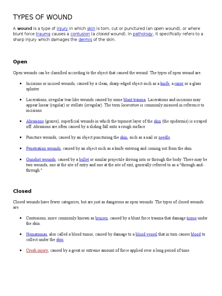 Types of Wound: Knife Razor | PDF
