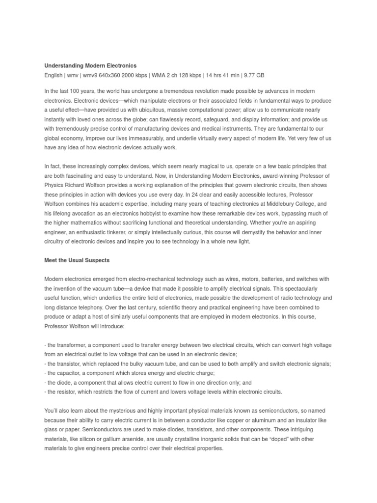 Understanding Modern Electronics | PDF | Electronic Circuits ...