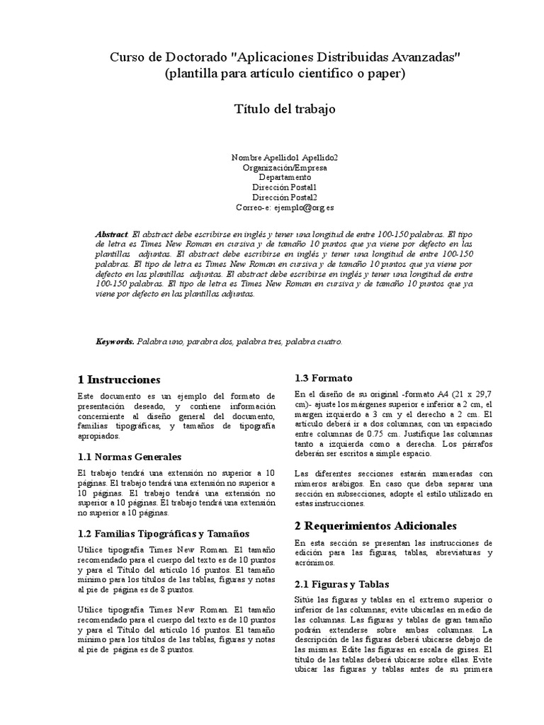 Plantilla Paper (Artículo Científico) | PDF | Tipografía | Escritura