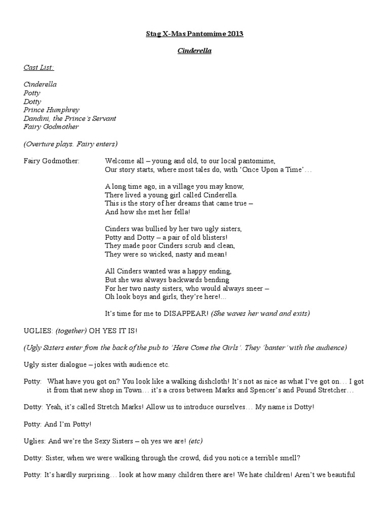 Cinderella Pantomime Script (short) by T. Loughlin | Cinderella | Leisure