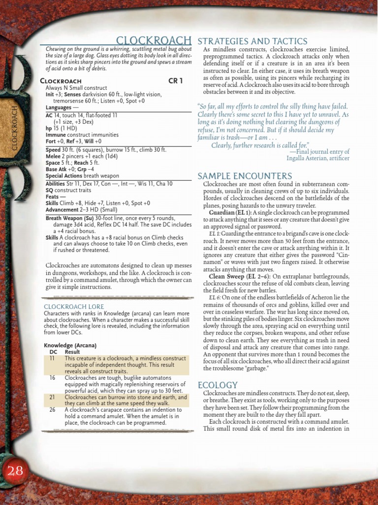 Clock Roach | PDF | World Of Eberron | Nature