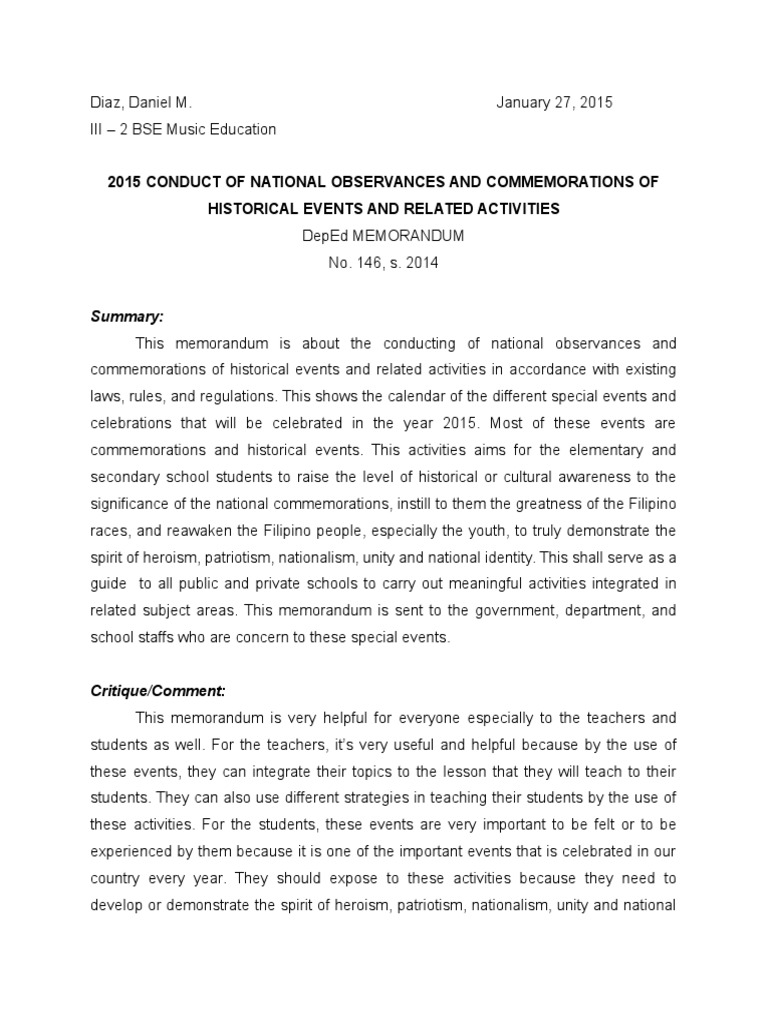 Deped Memorandum | PDF | Music Education | Sharing