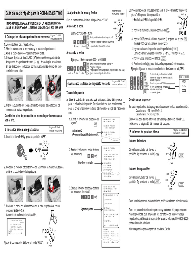 Guia Casio Quick Start PCR-T465 CE-T100 | PDF | Ingeniería Informática ...
