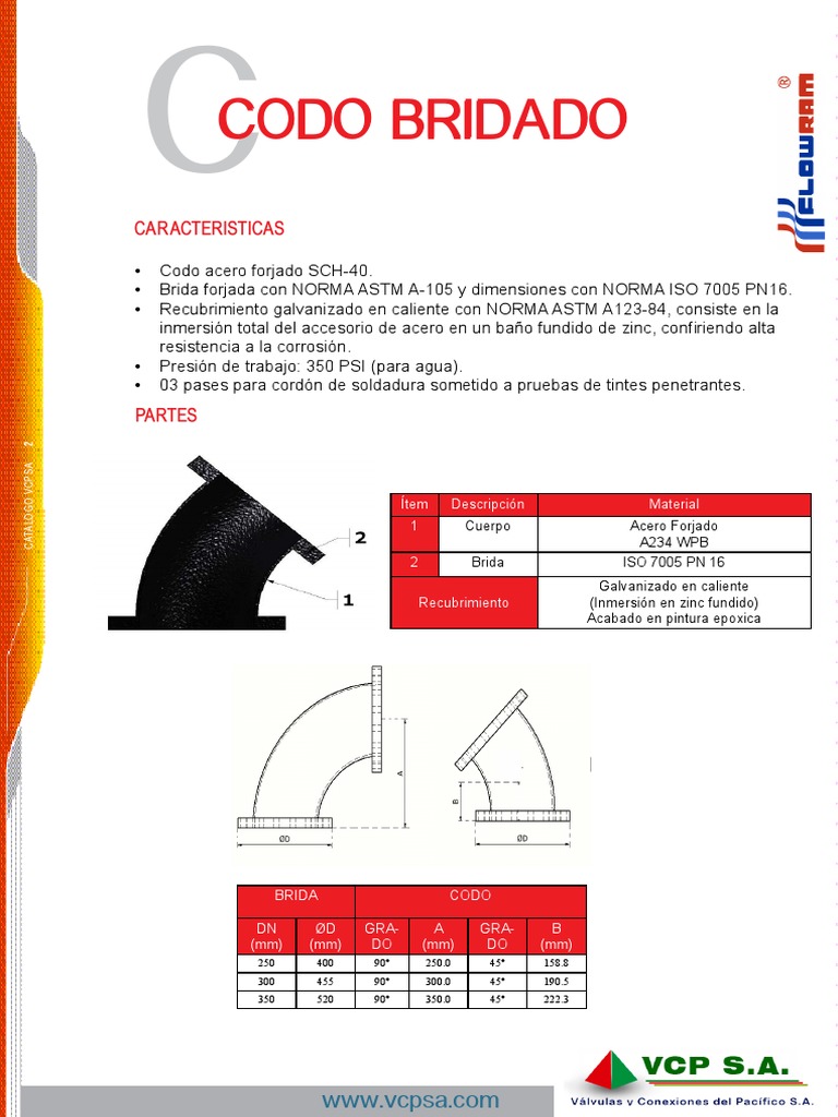 Codo Brida Acero Forjado SCH-40 | PDF | Hogar, jardinería y bricolaje | Informática