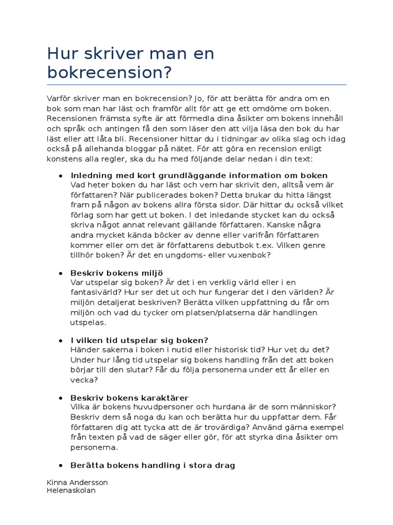 hur skriver man en bokrecension