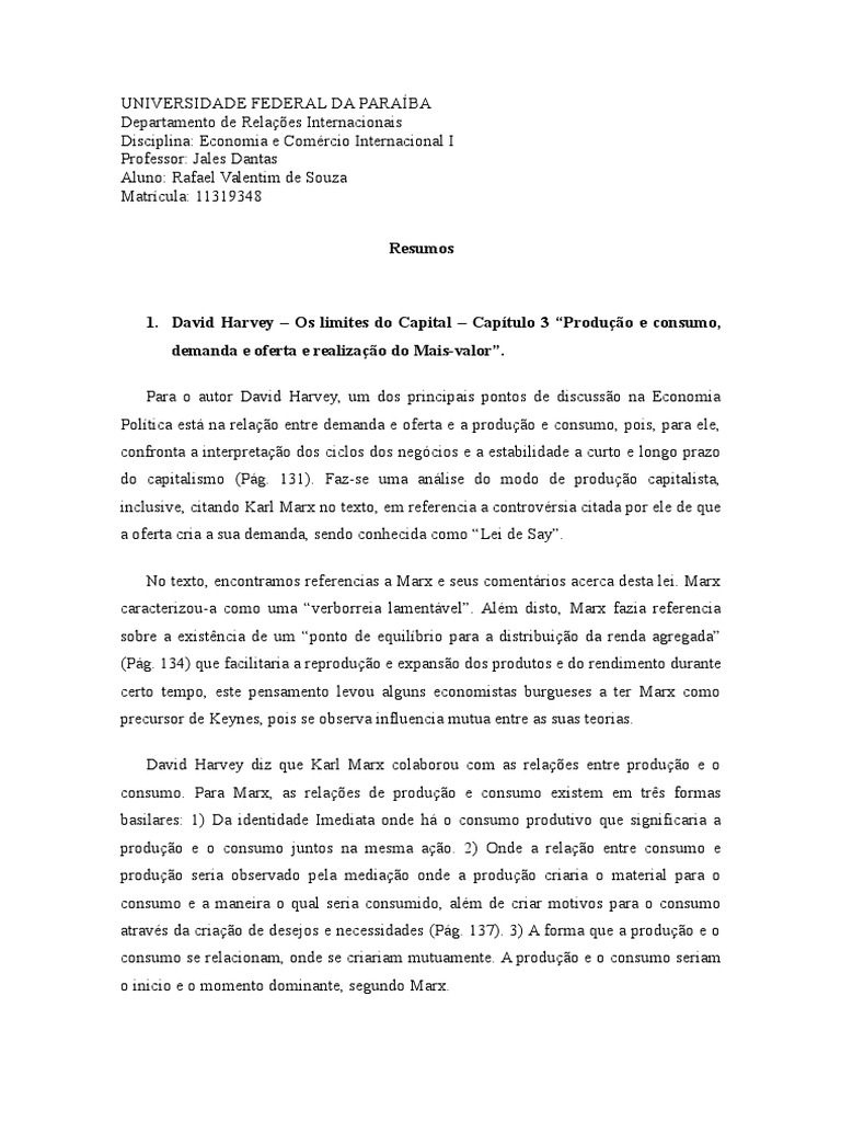 Resumo Karl Marx | PDF | Karl Marx | Capital (economia)