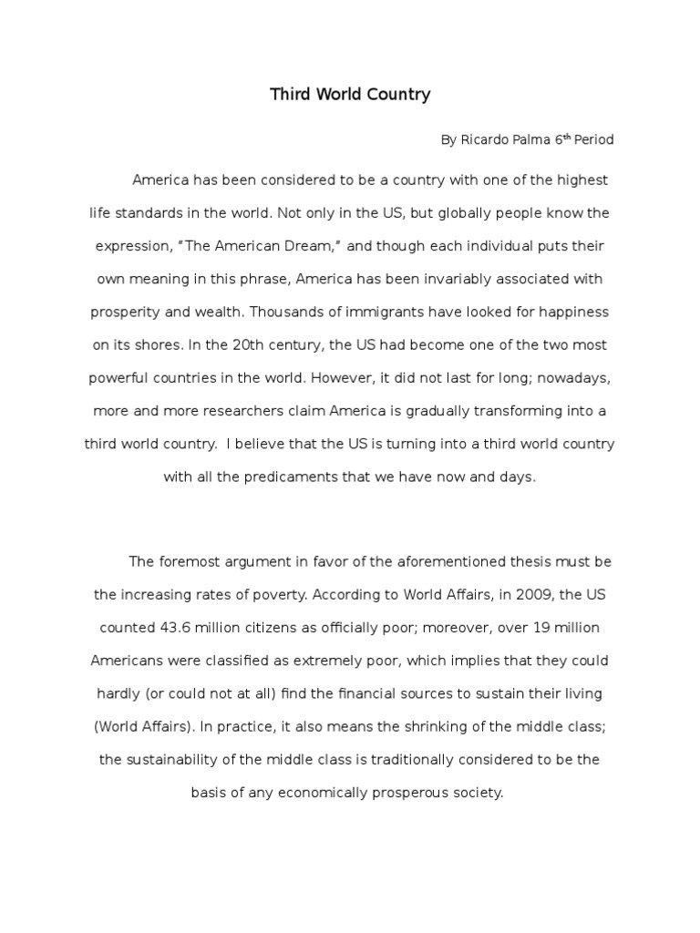 Third World Country | PDF | Third World | The United States
