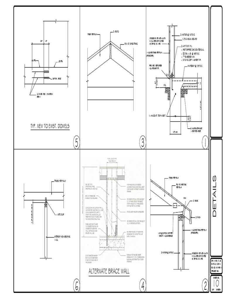 Alternate Brace Wall: Typ. New To Exist. Dowels | PDF