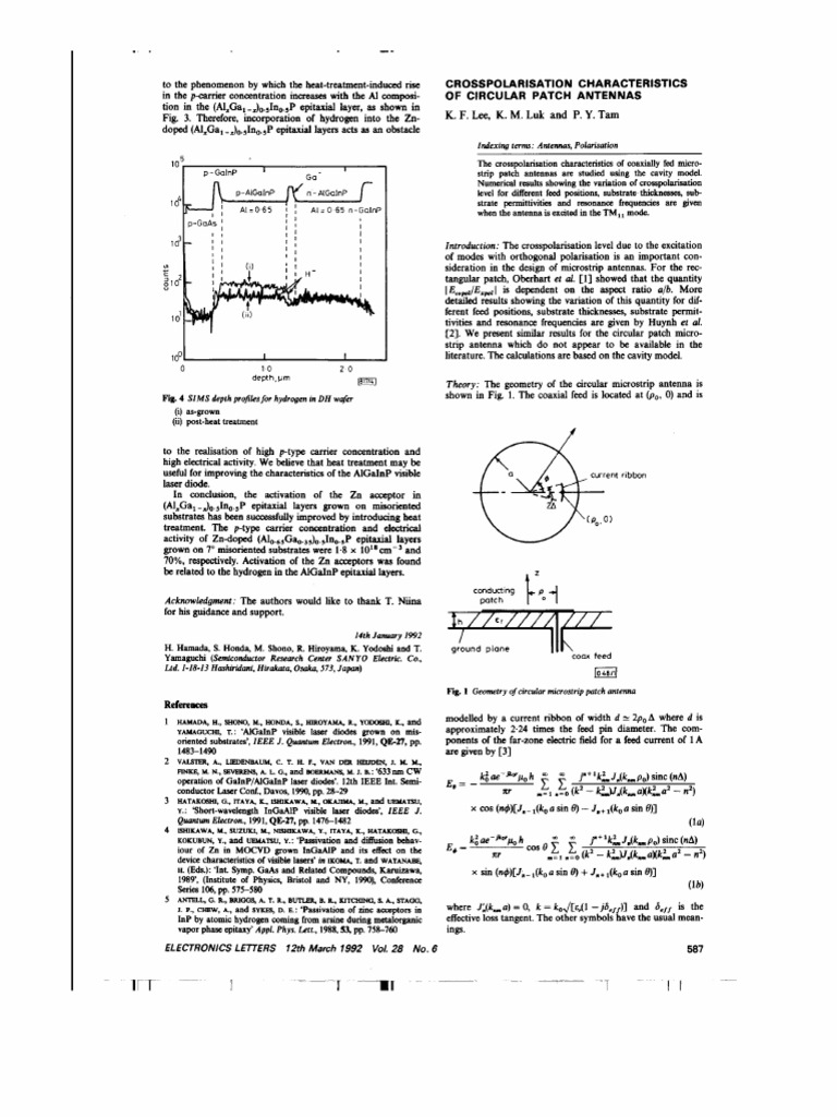 Cross Polarization Characteristics of Circular Patch Antennas ...