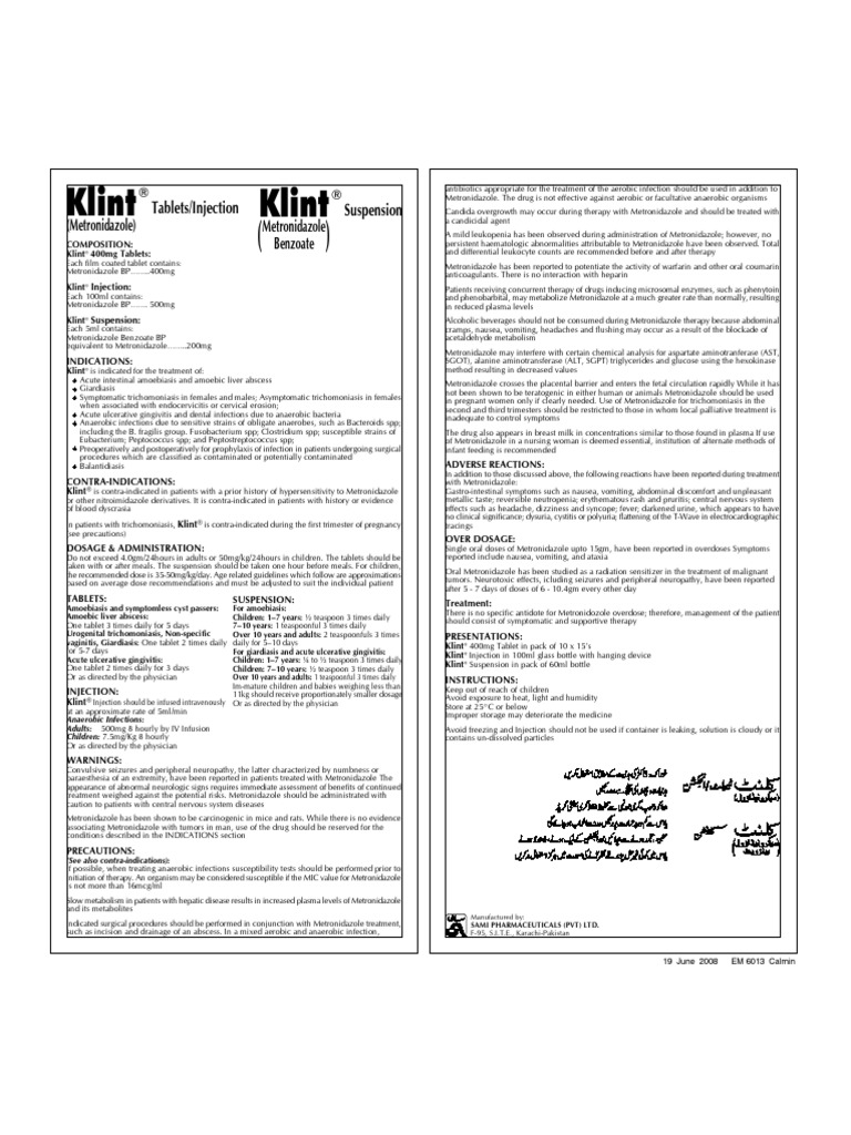 Klint Klint: Tablets/Injection Suspension | PDF | Medical Specialties ...