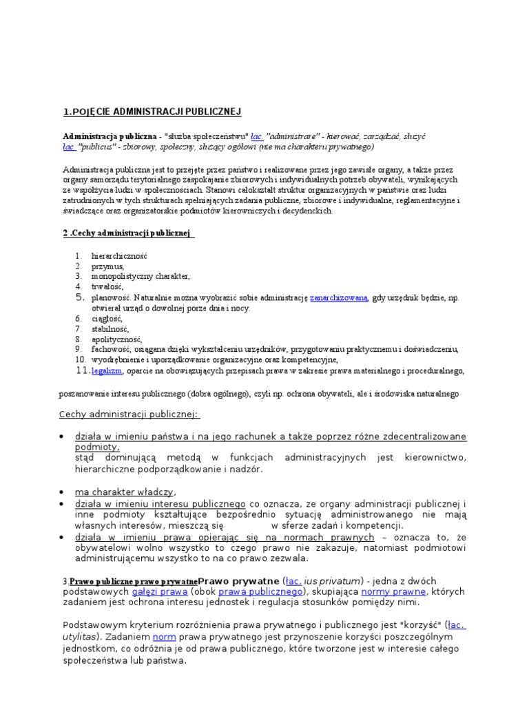 1.PojĘcie Administracji Publicznej Administracja Publiczna - "Służba | PDF