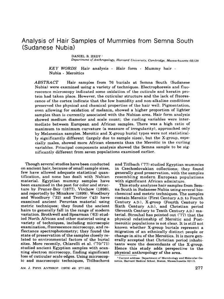 Hair Samples of Mummies | PDF | Microscopy | Hair
