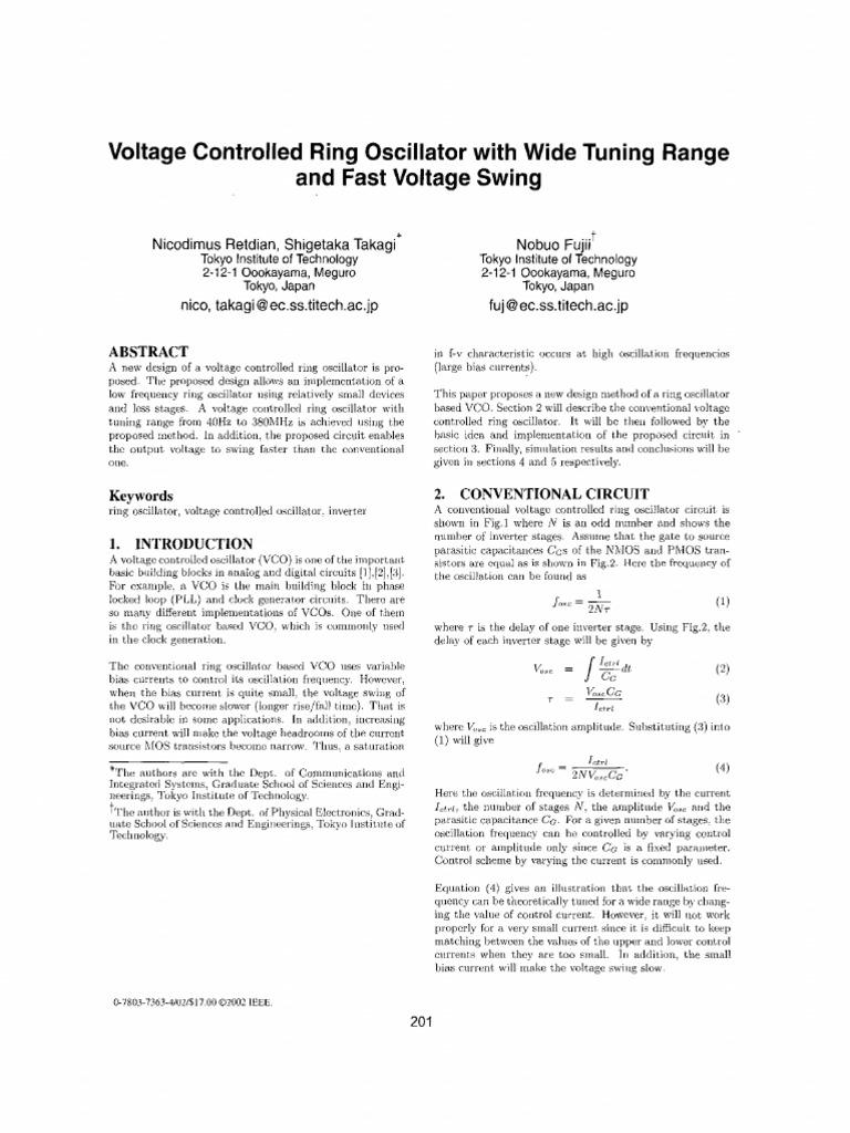 Voltage Controlled Ring Oscillator | PDF | Computer Engineering ...