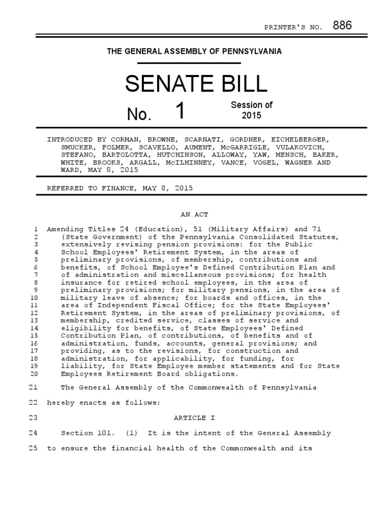 Senate Bill One | PDF | Internal Revenue Code | Pension