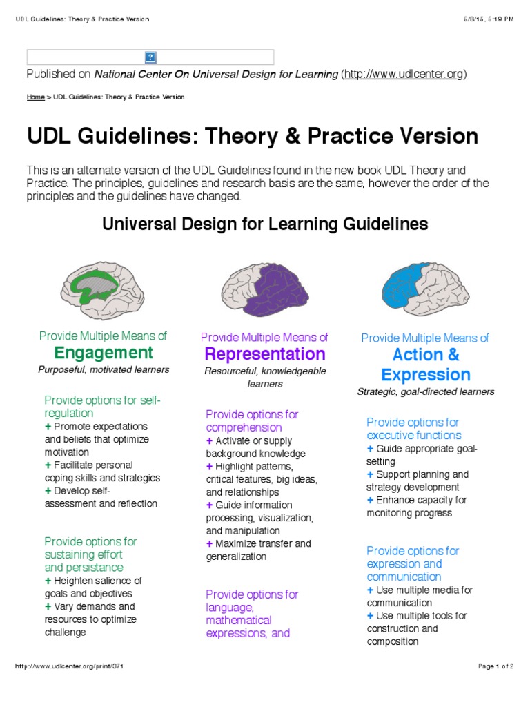 Udl Guidelines: Theory & Practice Version | PDF | Information ...