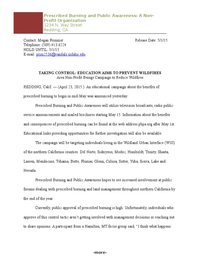 Prescribed Burning Awareness Campaign | PDF