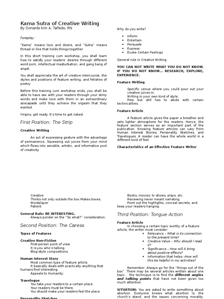 Kama Sutra of Creative Writing | PDF | Poetry | Essays