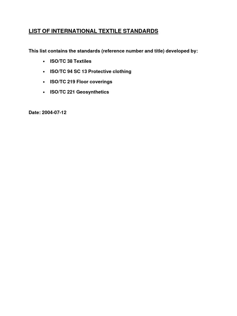 Iso Textile Standards Pdf Textiles Nonwoven Fabric