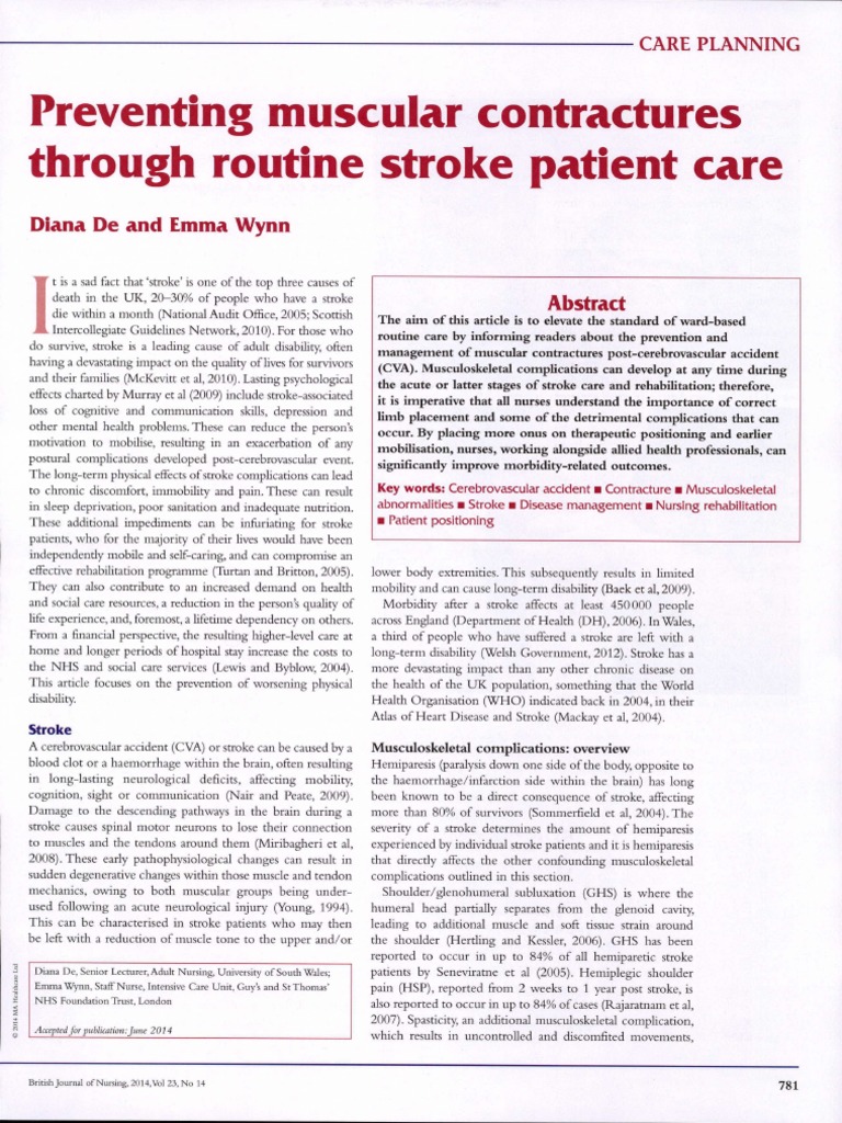 Preventing Muscular Contractures Stroke | PDF | Stroke | Physical Therapy