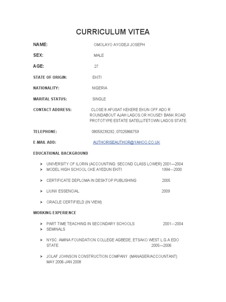 Curriculum Vitea | PDF