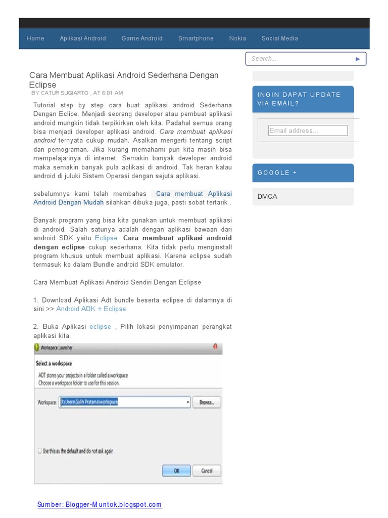 Cara Membuat Aplikasi Android Sederhana Dengan Eclipse | PDF