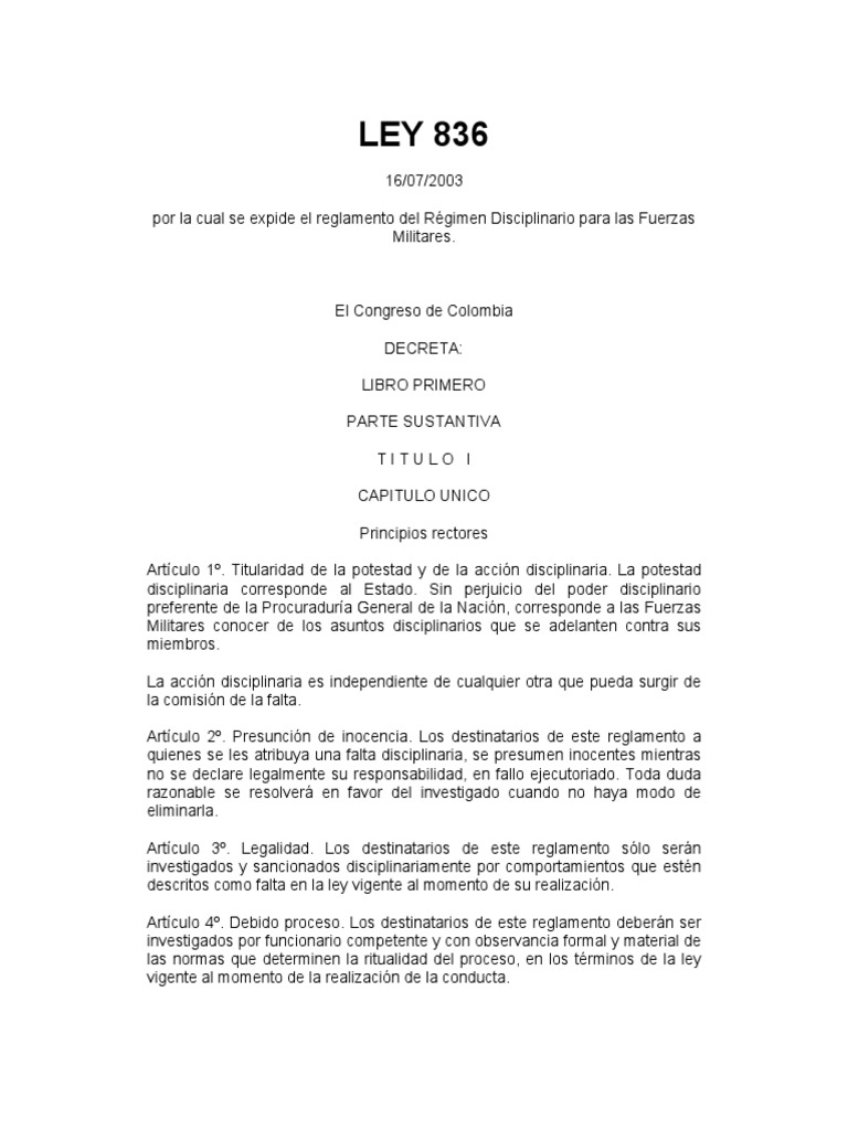 Ley 836-03 | PDF | Oficial general | Oficial (Fuerzas Armadas)