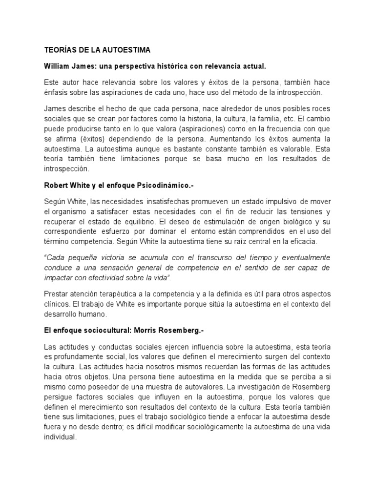Teorías de La Autoestima | PDF | Autoestima | Actitud (psicología)